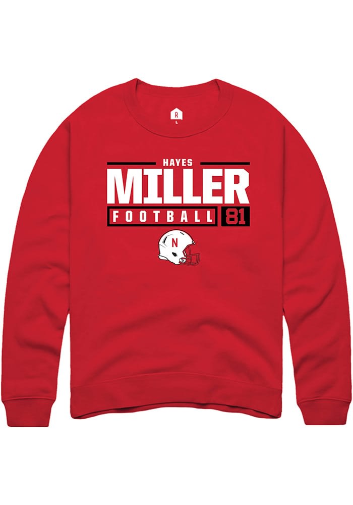 Hayes Miller Mens Red Nebraska Cornhuskers NIL Stacked Box Long Sleeve ...