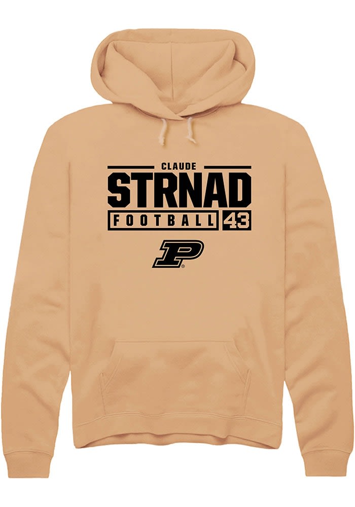 Claude Strnad Mens GOLD Purdue Boilermakers NIL Stacked Box Hoodie ...