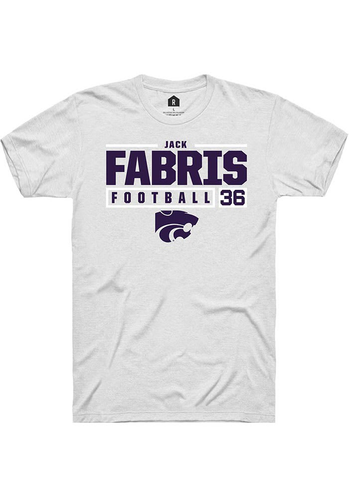Jack Fabris K-State Wildcats Rally White NIL Stacked Box Short Sleeve T ...