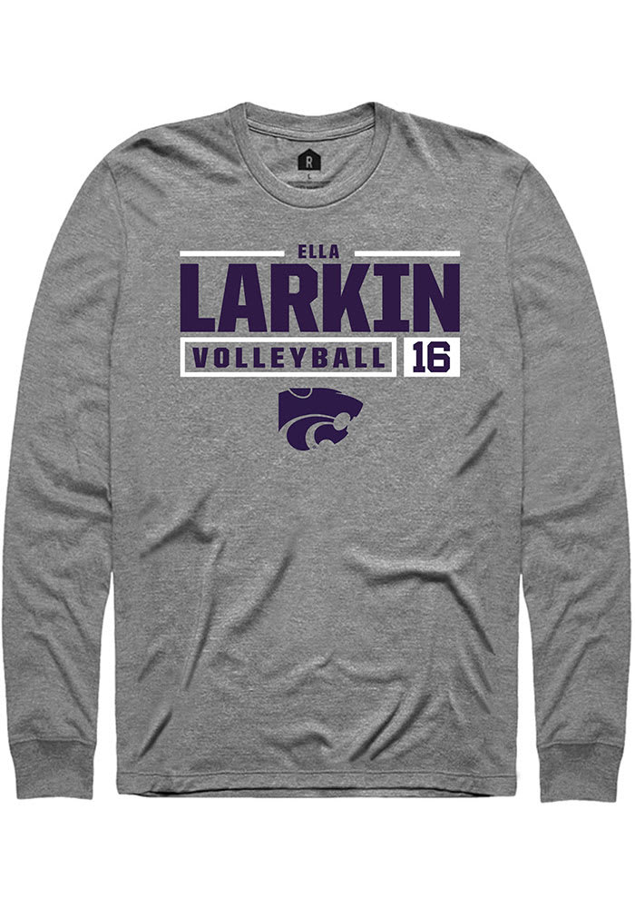 Ella Larkin Mens GRAPHITE K-State Wildcats NIL Stacked Box Long Sleeve ...