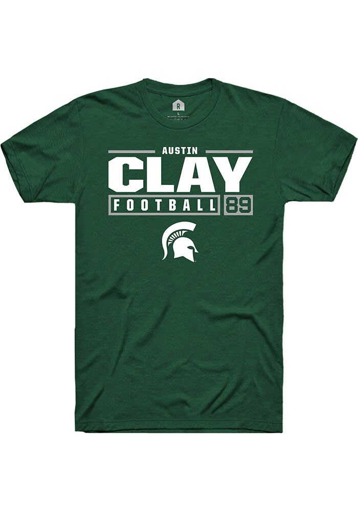 Austin Clay Michigan State Spartans Rally DARKGREEN NIL Stacked Box ...