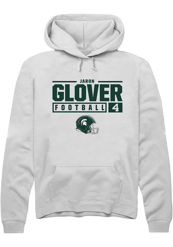 Jaron Glover Michigan State Spartans Mens White NIL Stacked Box Hoodie ...