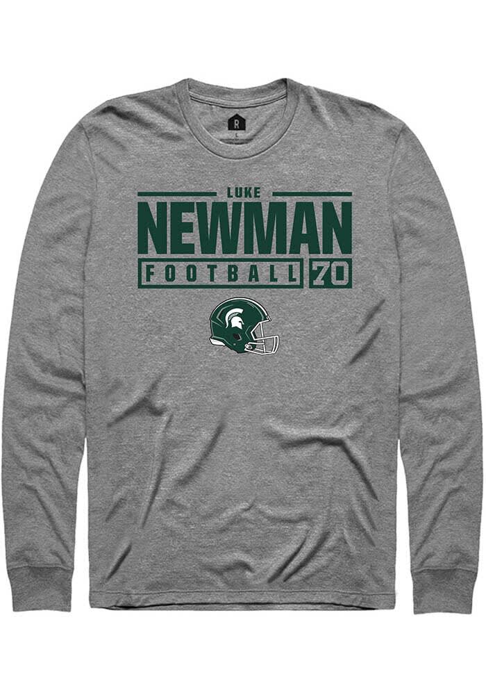 Luke Newman Mens GRAPHITE Michigan State Spartans NIL Stacked Box Long ...