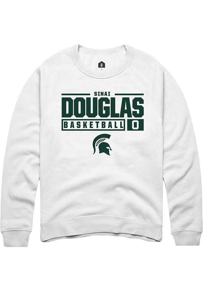 Sinai Douglas Michigan State Spartans Mens White NIL Stacked Box Crew ...