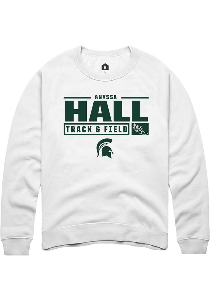 Anyssa Hall Mens White Michigan State Spartans NIL Stacked Box Long ...