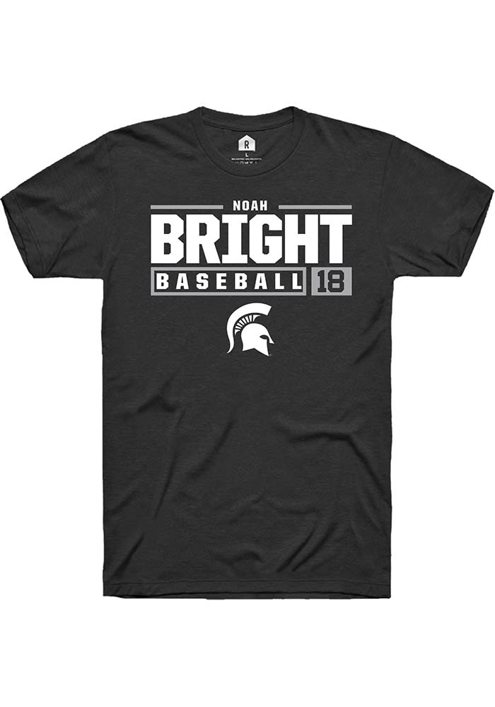 Noah Bright BLACK Michigan State Spartans NIL Stacked Box Short Sleeve ...