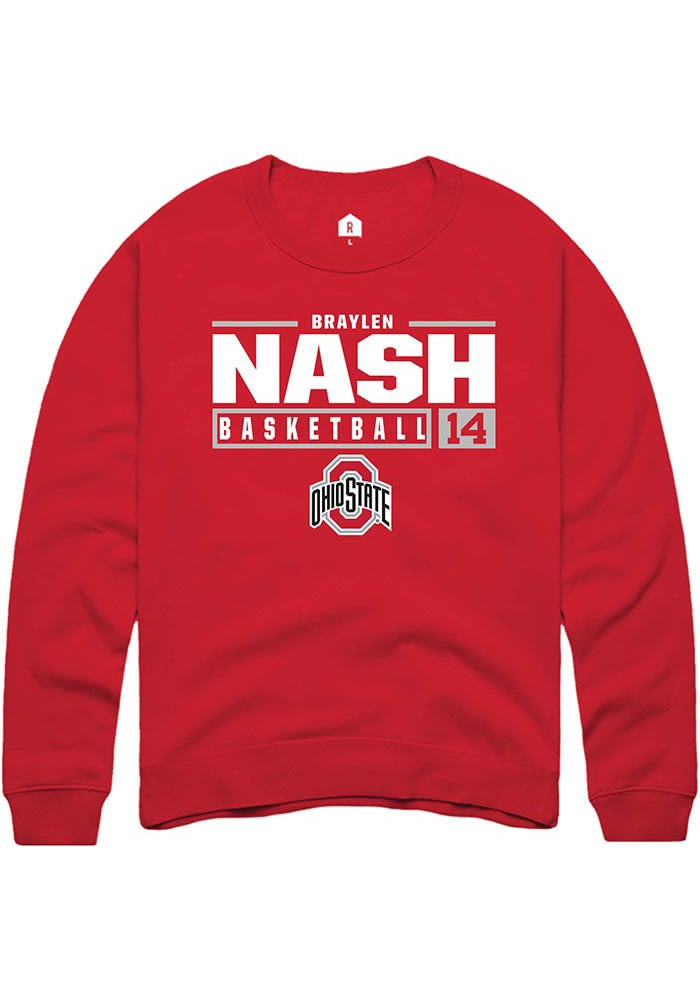 Braylen Nash Ohio State Buckeyes Mens Red NIL Stacked Box Crew ...