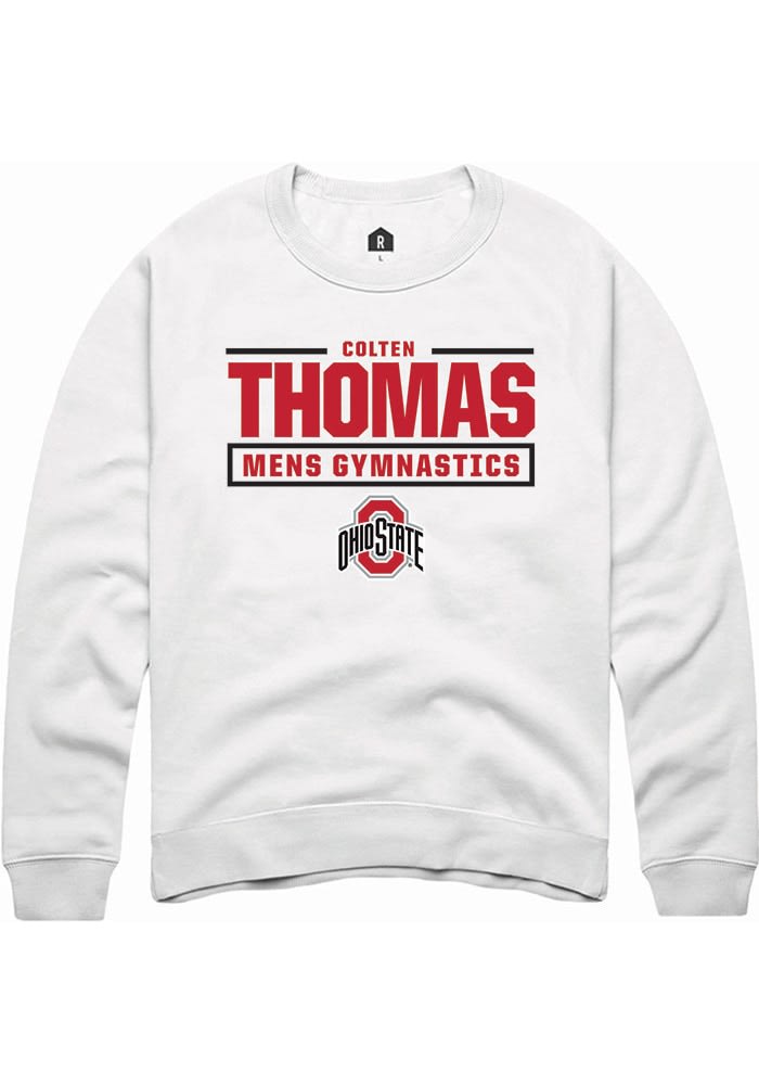 Colten Thomas Ohio State Buckeyes Mens White NIL Stacked Box Crew ...