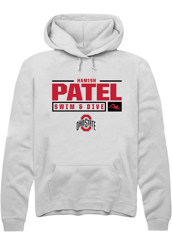 Hamish Patel Ohio State Buckeyes Mens White NIL Stacked Box Hoodie - 2476078410