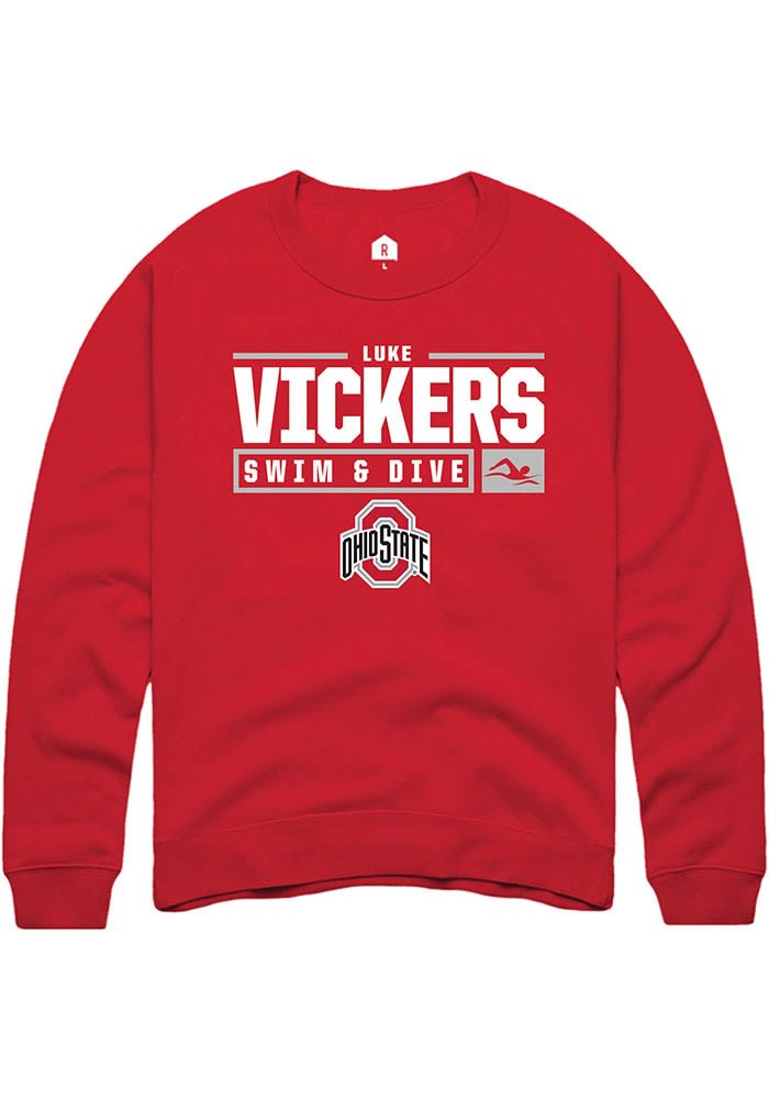 Luke Vickers Ohio State Buckeyes Mens Red NIL Stacked Box Crew ...