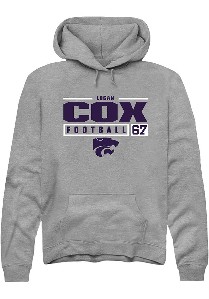 Logan Cox K-State Wildcats Mens GRAPHITE NIL Stacked Box Hoodie ...