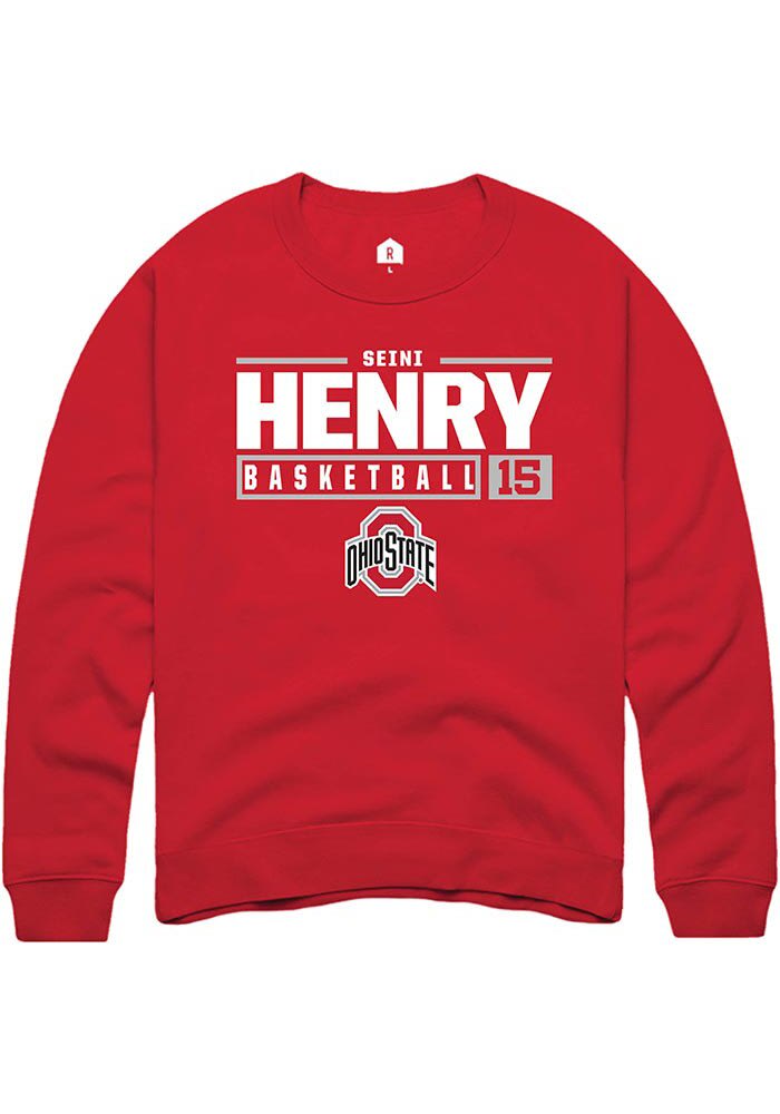 Seini Henry Ohio State Buckeyes Mens Red NIL Stacked Box Crew ...