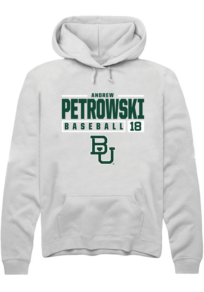 Andrew Petrowski Baylor Bears Mens White NIL Stacked Box Hoodie - 247608344