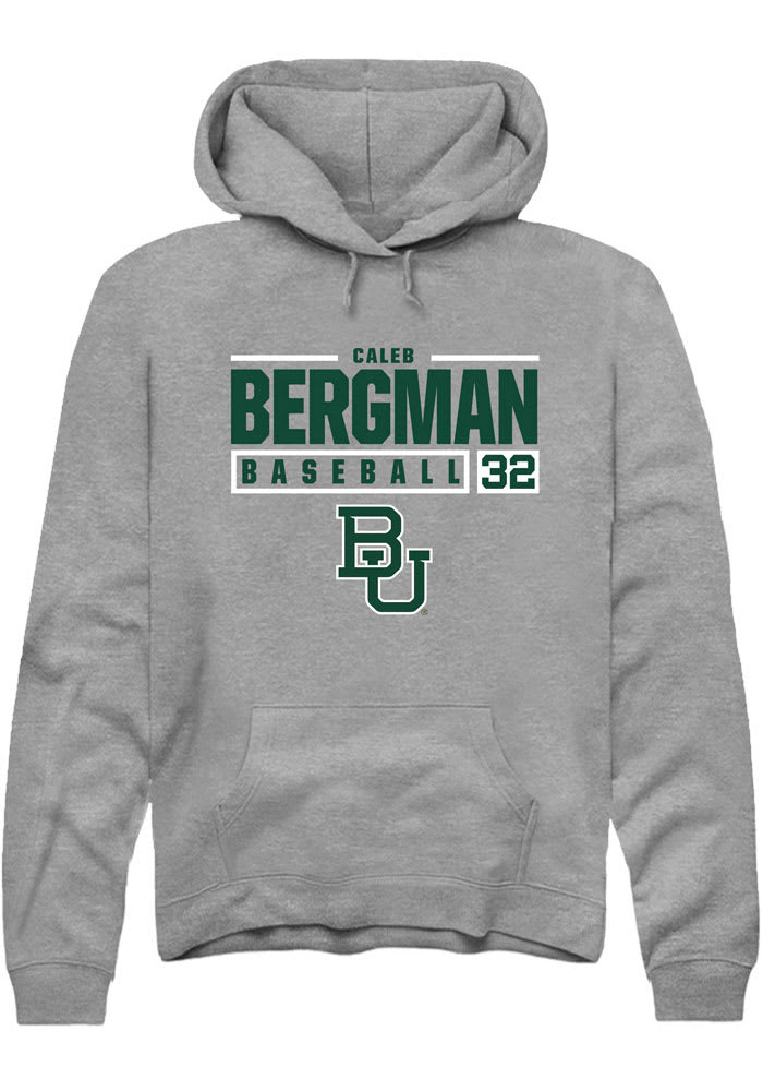 Caleb Bergman Baylor Bears Mens GRAPHITE NIL Stacked Box Hoodie - 247608417