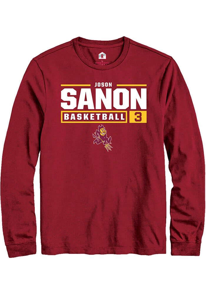 Joson Sanon Arizona State Sun Devils Rally Nil Stacked Box Long Sleeve T Shirt Maroon