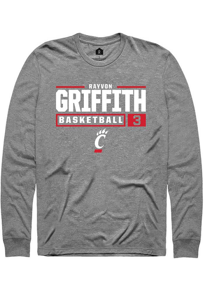 Rayvon Griffith Mens GRAPHITE Cincinnati Bearcats NIL Stacked Box Long ...