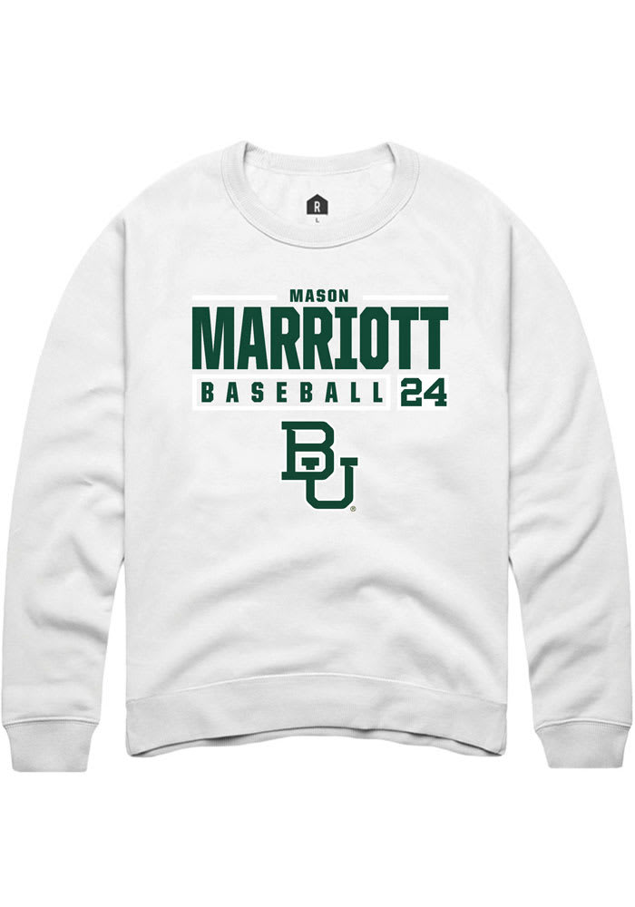 Mason Marriott Baylor Bears Mens White NIL Stacked Box Crew Sweatshirt ...