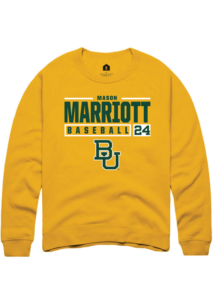Mason Marriott Baylor Bears Mens GOLD NIL Stacked Box Crew Sweatshirt ...