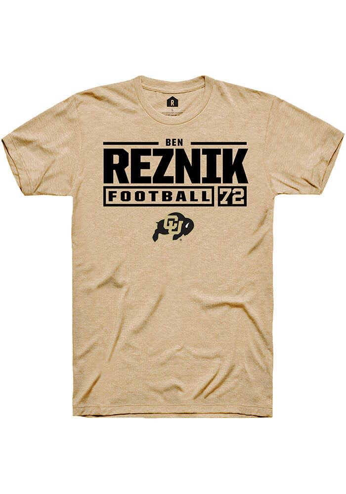 Ben Reznik Colorado Buffaloes Rally TAN NIL Stacked Box Short Sleeve T ...