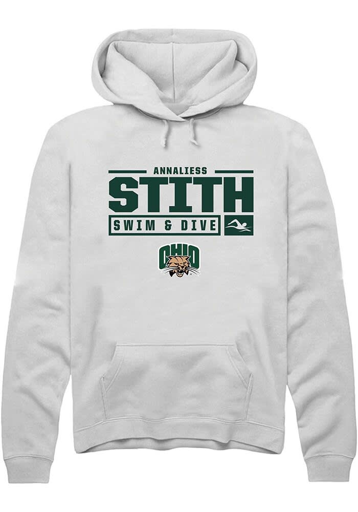AnnaLiess Stith Ohio Bobcats Mens White NIL Stacked Box Hoodie - 2476092196