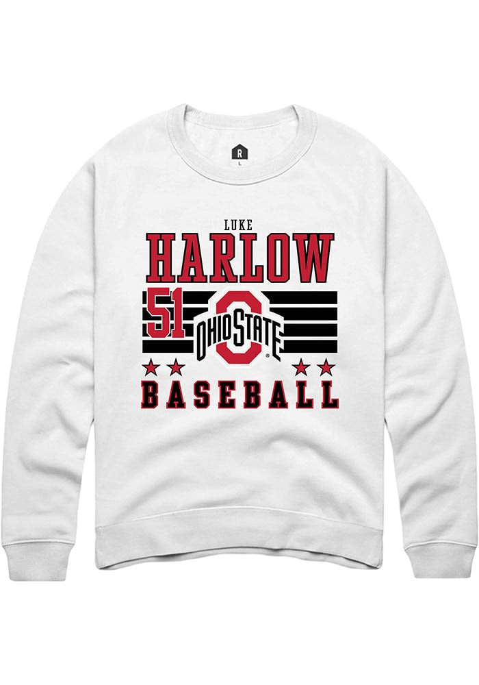 Luke Harlow Ohio State Buckeyes Mens White NIL Striped Crew Sweatshirt ...