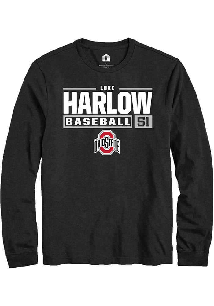 Luke Harlow Mens BLACK Ohio State Buckeyes NIL Stacked Box Long Sleeve ...