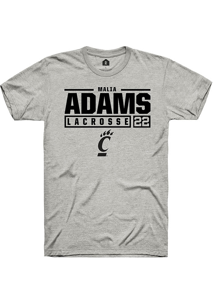 Malia Adams Cincinnati Bearcats Rally ASH NIL Stacked Box Short Sleeve ...