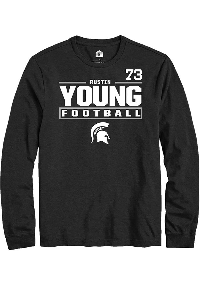 RUSTIN YOUNG Mens BLACK Michigan State Spartans Football NIL Stacked ...