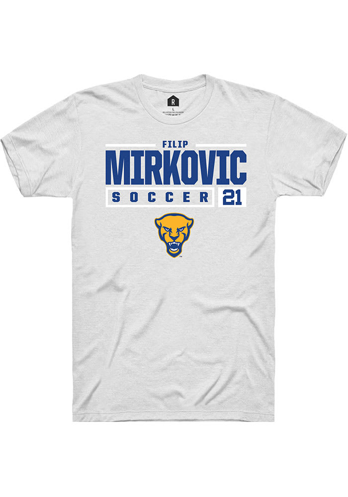Filip Mirkovic Pitt Panthers Rally White NIL Stacked Box Short Sleeve T ...