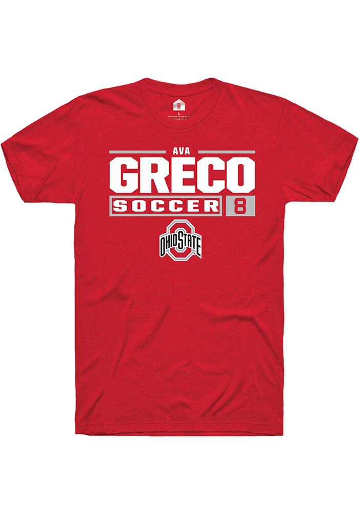 ava greco Ohio State Buckeyes Rally Red NIL Stacked Box Short Sleeve T ...