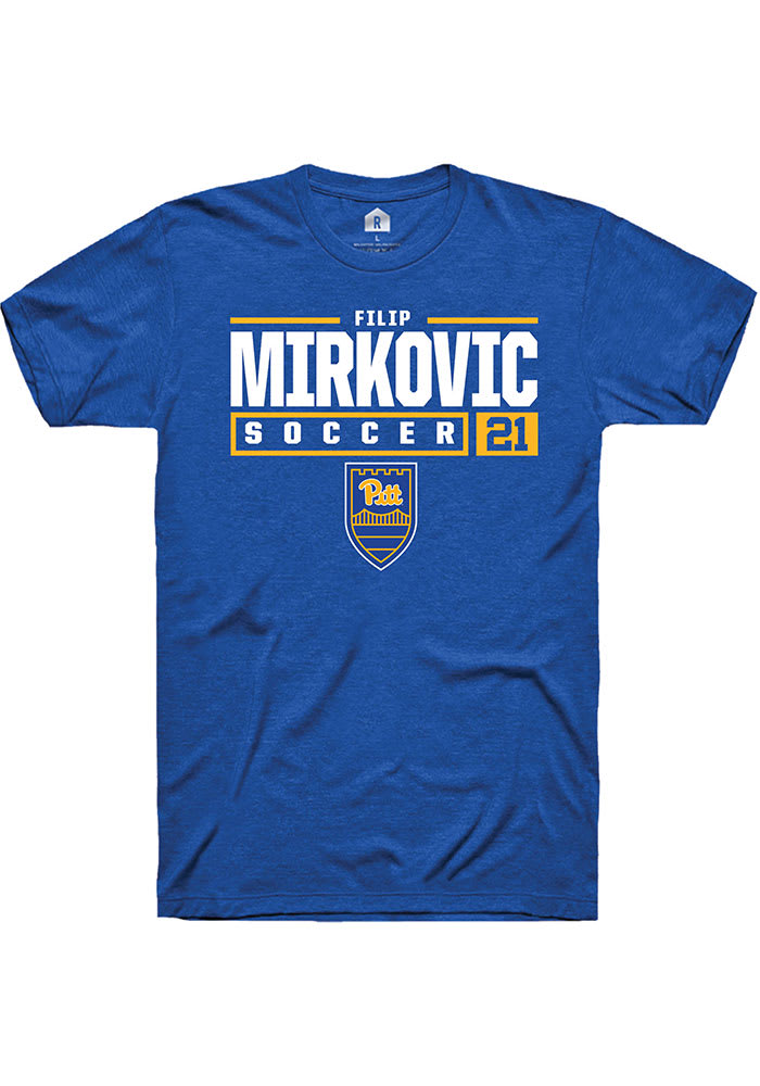Filip Mirkovic Pitt Panthers Rally ROYAL NIL Stacked Box Short Sleeve T ...