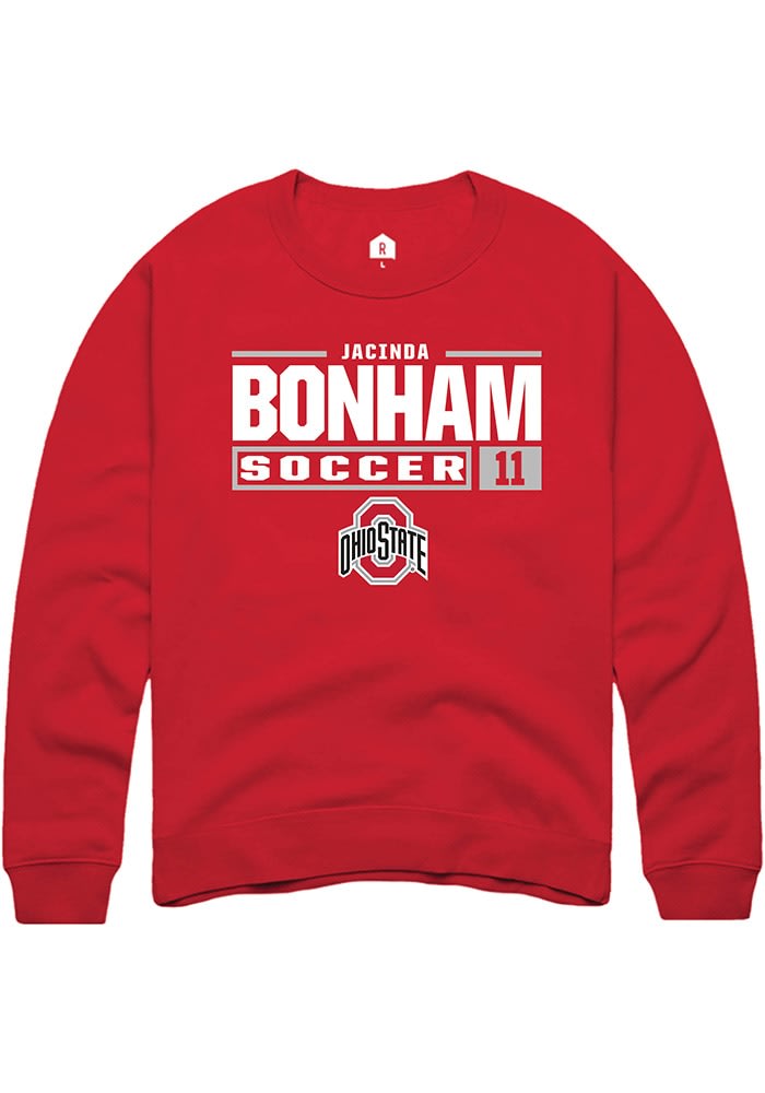 Jacinda Bonham Mens Red Ohio State Buckeyes NIL Stacked Box Long Sleeve ...