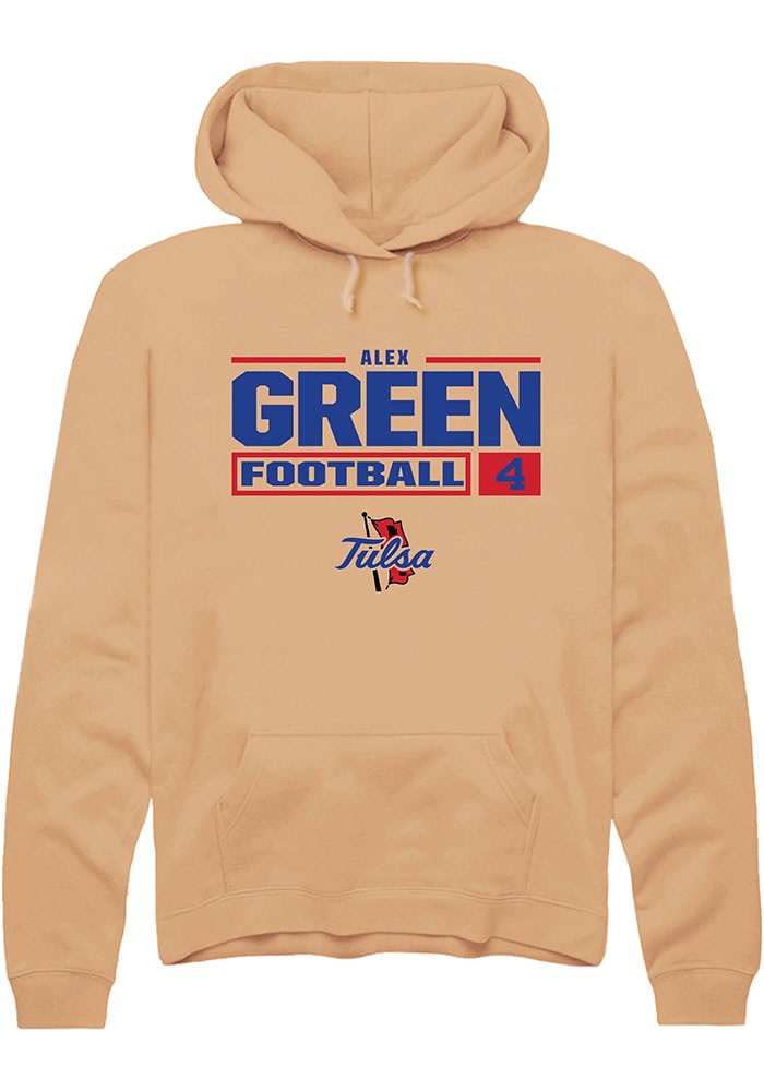 Alex Green Tulsa Golden Hurricane Mens GOLD NIL Stacked Box Hoodie ...