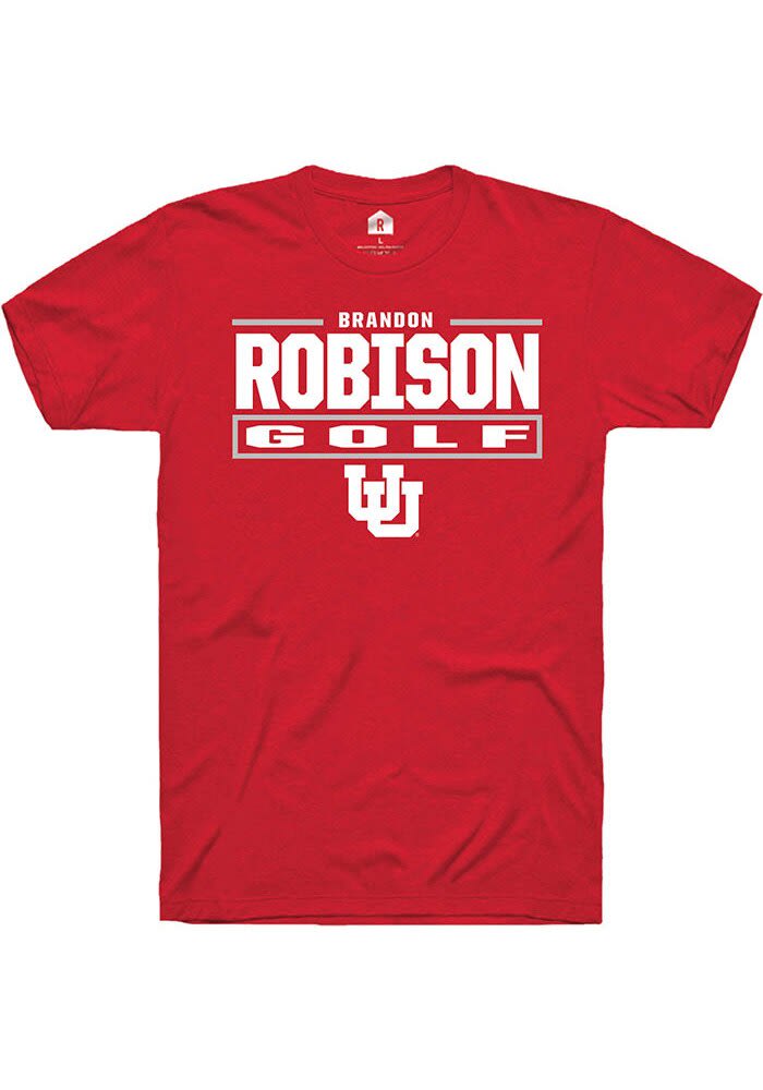 Brandon Robison Utah Utes Rally Red NIL Stacked Box Short Sleeve T Shirt