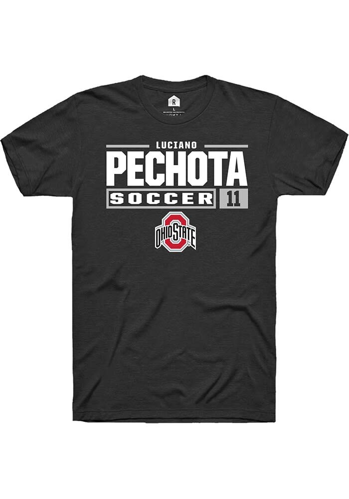 Luciano Pechota BLACK Ohio State Buckeyes NIL Stacked Box Short Sleeve ...