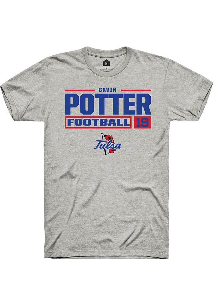 Gavin Potter Tulsa Golden Hurricane Rally ASH NIL Stacked Box Short Sleeve T Shirt
