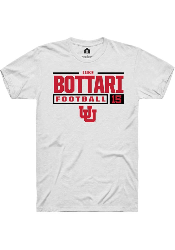 Luke Bottari Utah Utes Rally White NIL Stacked Box Short Sleeve T Shirt