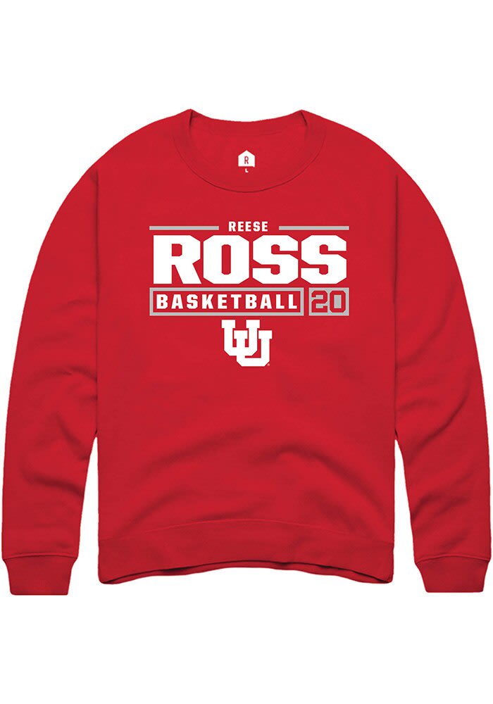 Reese Ross Utah Utes Mens Red NIL Stacked Box Crew Sweatshirt - 2476106856