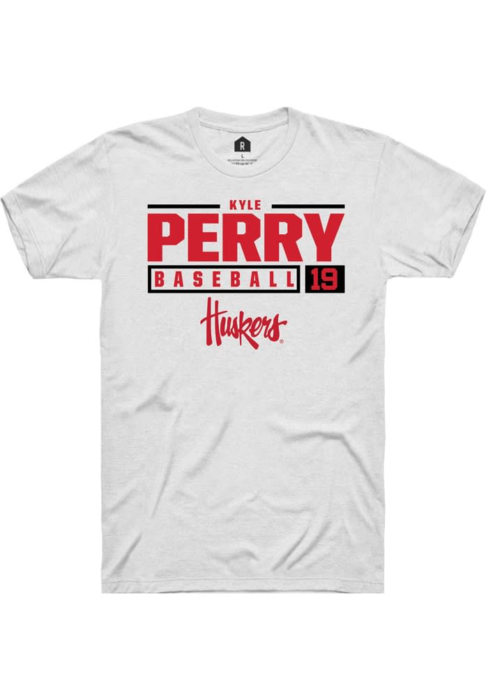 Kyle Perry Nebraska Cornhuskers Rally White NIL Stacked Box Short ...