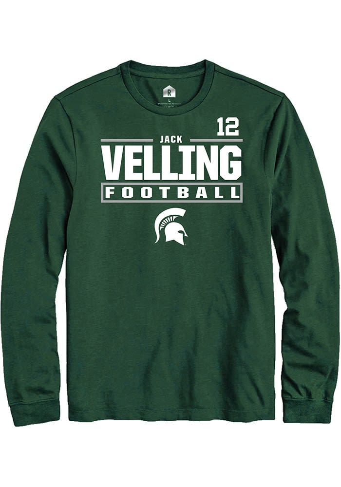 Jack Velling Mens FOREST Michigan State Spartans NIL Stacked Box Long ...