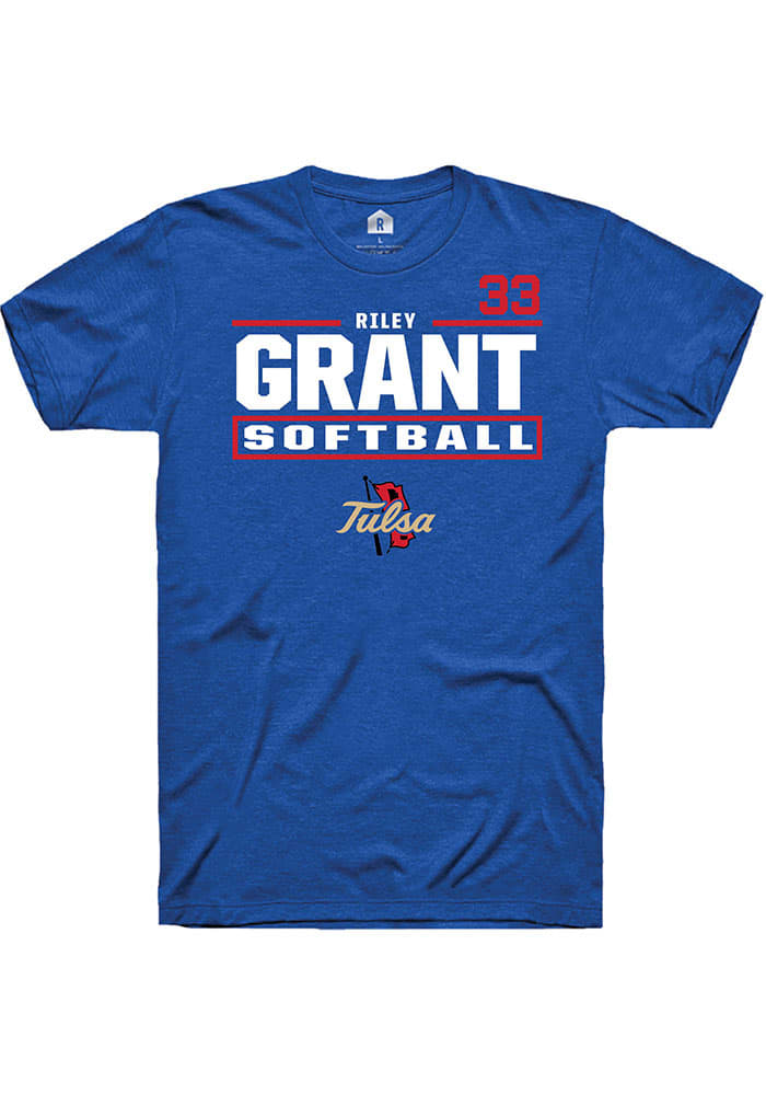 Riley Grant Tulsa Golden Hurricane Rally ROYAL NIL Stacked Box Short ...