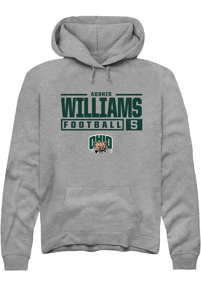 Adonis Williams Ohio Bobcats Mens GRAPHITE NIL Stacked Box Hoodie ...