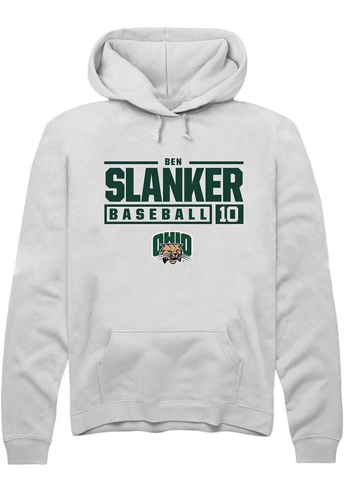 Ben Slanker Ohio Bobcats Mens White NIL Stacked Box Hoodie - 2476117439