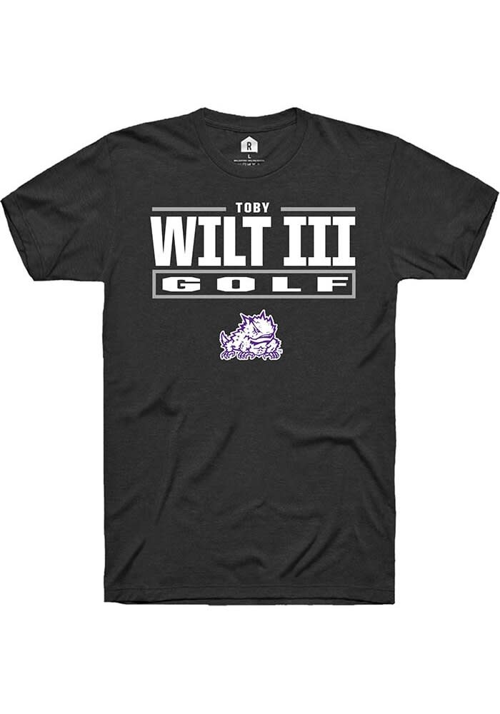 Toby Wilt III TCU Horned Frogs Rally BLACK NIL Stacked Box Short Sleeve ...