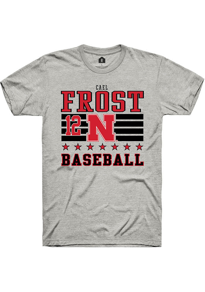 Cael Frost ASH Nebraska Cornhuskers NIL Striped Short Sleeve T Shirt ...
