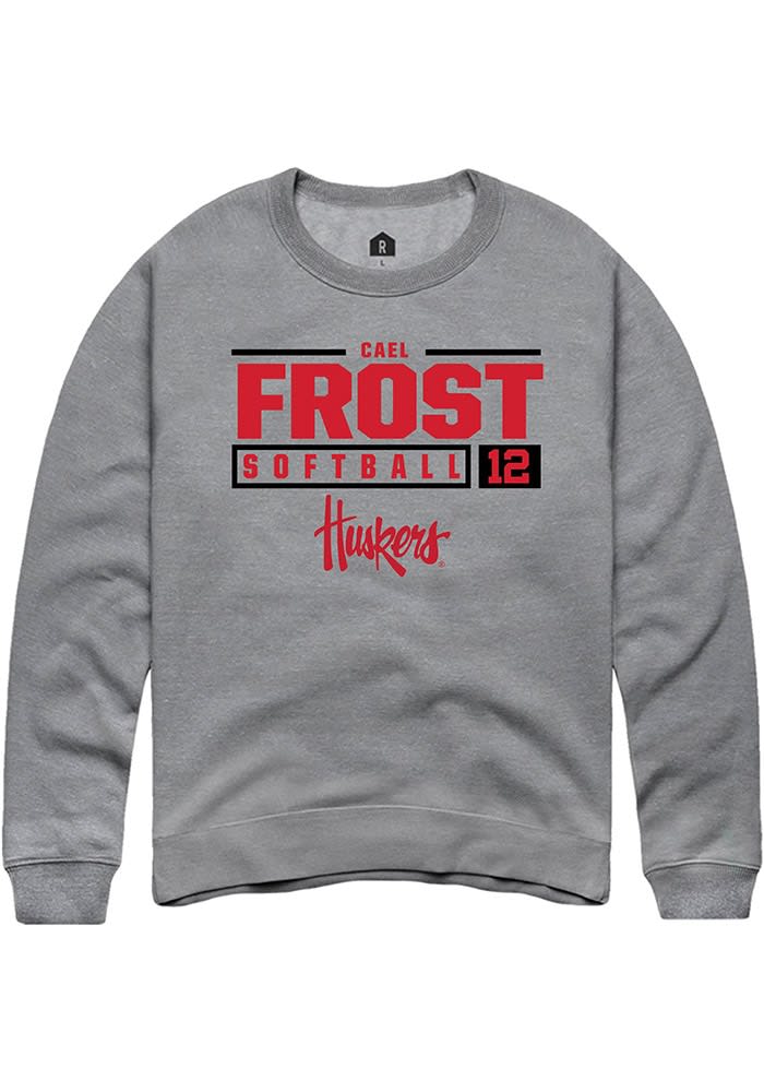Cael Frost Mens GRAPHITE Nebraska Cornhuskers NIL Stacked Box Long ...