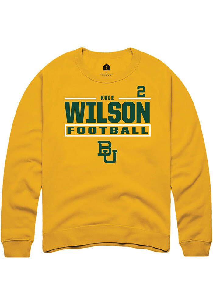 Kole Wilson Baylor Bears Mens GOLD Football NIL Stacked Box Crew ...