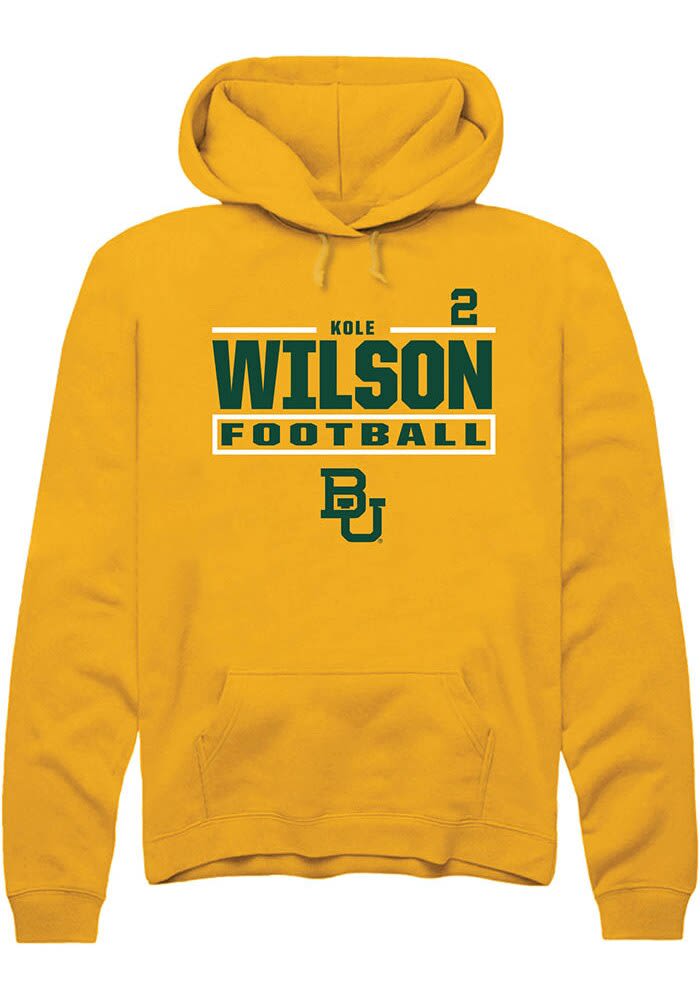 Kole Wilson Baylor Bears Mens GOLD NIL Stacked Box Hoodie - 2476121899