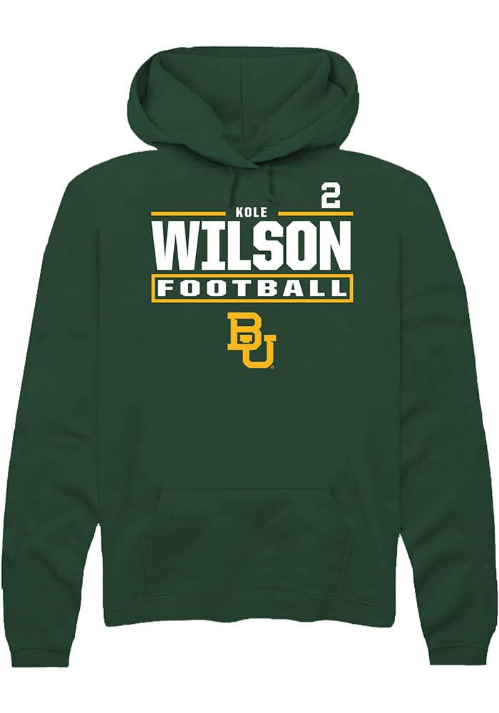 Kole Wilson Baylor Bears Mens FOREST Football NIL Stacked Box Hoodie ...