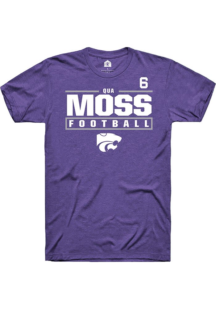 Qua Moss K-State Wildcats Rally PURPLE Football NIL Stacked Box Short ...